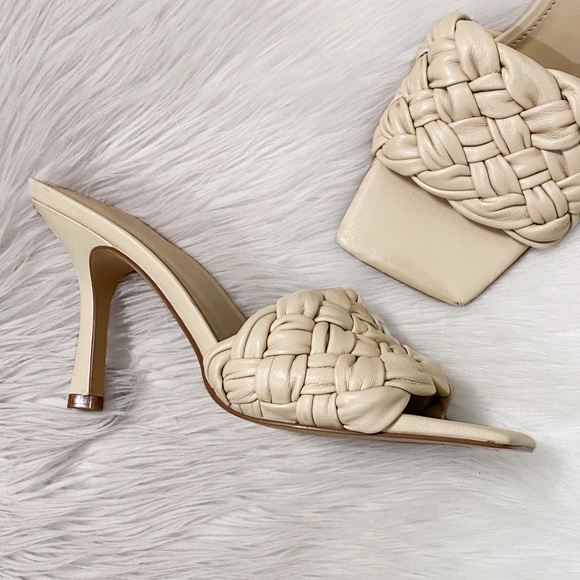 Marc Fisher | Shoes | Marc Fisher Cream Beige Leather Woven Strap Draya ...